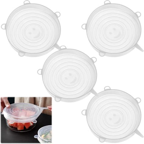 4 Pcs Silicone Stretch Lids Reusable Food Covers Setsilicone Lids Food