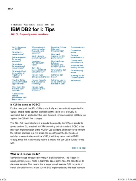 Ibm Db2 For I Tips Sql Cli Frequently Asked Questions Pdf