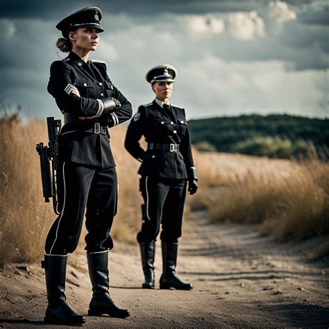 Female Cyborgs German Officers Black Ss Uniforms By Andresanon On