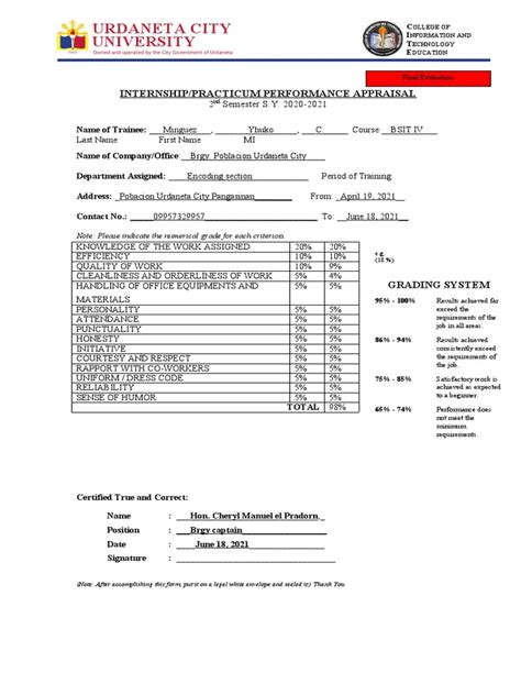 Final Evaluation Form Pdf