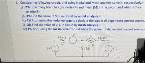 Solved Considering Following Circuit And Using Nodal And Chegg