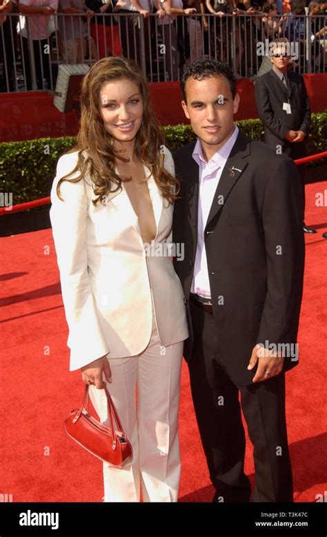 Los Angeles Ca July 10 2002 Usa Soccer Star Landon Donovan And Actress Girlfriend Bianca