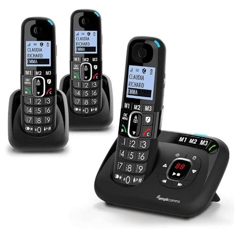 Téléphone Fixe Sans Fil Répondeur Amplicomms Bigtel 1583 Trio