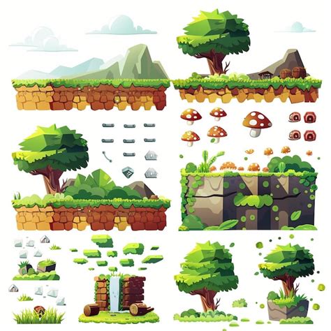 Premium Vector Asset 2d Platformer Game More Different Game Elements