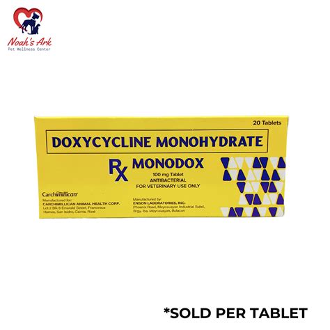 Monodox Doxycycline Monohydrate 100mg Tablet Noahs Ark Pwc