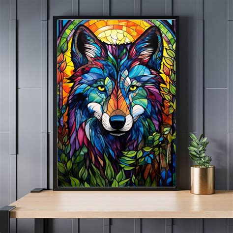 Wolf Stained Glass Etsy