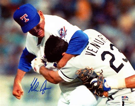 Nolan Ryan Autographed Framed 8x10 Photo Texas Rangers Fight Vs Robin