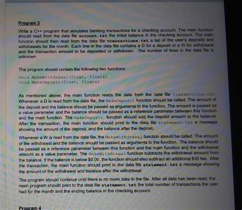 Solved Program 3 Write A C Program That Simulates Banking