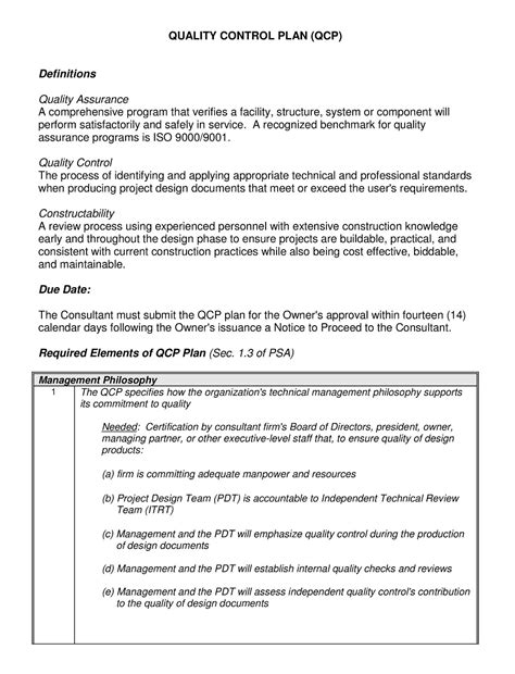 30 Free Simple Quality Control Plan Templates Pdf Word Control Plan Cover Sheet Template High