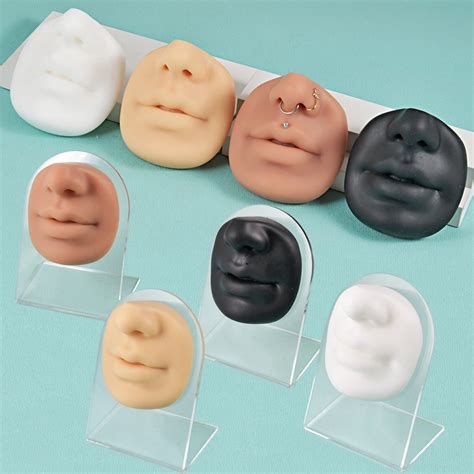 Soft Silicone Mouth Nose Model For Piercing Face Model Simulation