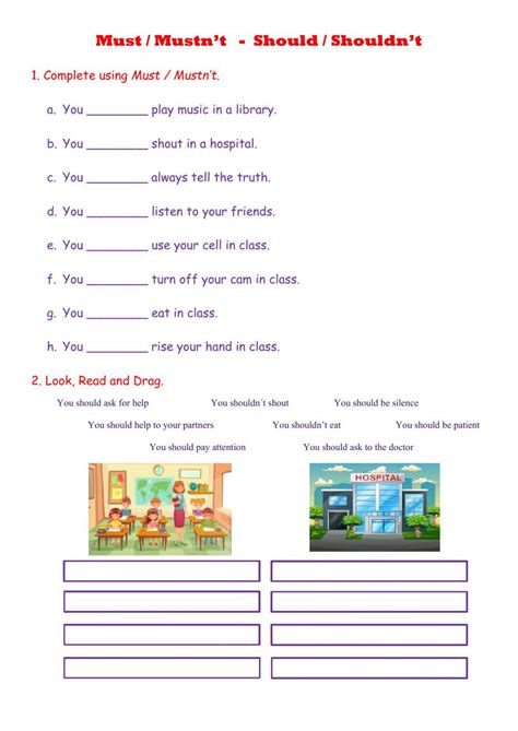 Must And Should Worksheet Should And Must Exercises Should Must
