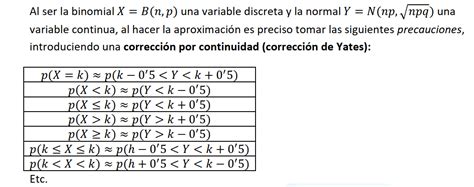 Aproximacion De Binomial A Normal Correccion De Yates