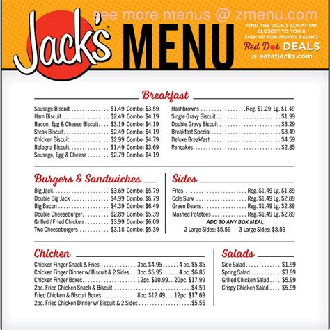 Menu At Jacks Fast Food Gadsden Us 278