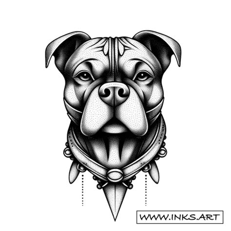 Tattoo Design Bluenose Pitbull Ninja Turtle Fusion Style Dotwork
