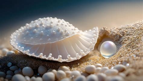Premium Photo Beautiful Pearl Shells On A Sandy Beach Generative Ai