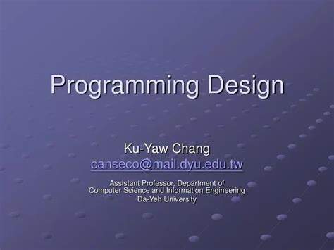 Ppt Programming Design Powerpoint Presentation Free Download Id