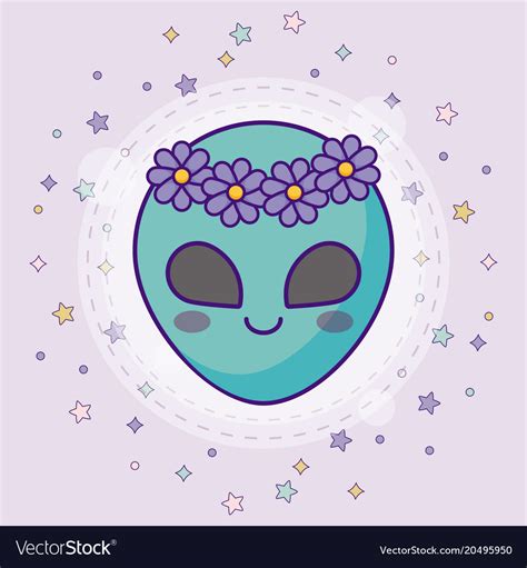 Cute Alien Face Icon Royalty Free Vector Image