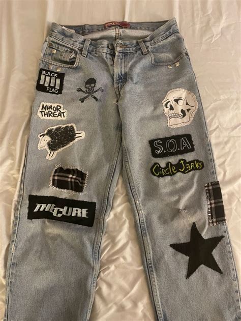 Patch Pants Progress Front In 2024 Custom Jeans Diy Patch Pants Jeans Diy