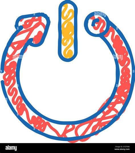 Automatic Shut Down Product Label Caution Icon Doodle Illustration