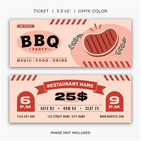 Premium Vector A Ticket For A Bbq Party