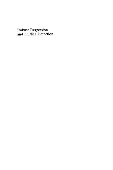 Pdf Robust Regression And Outlier Detection