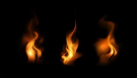 Realistic Fire Bright Flames On Black Background 13650540 Vector Art At