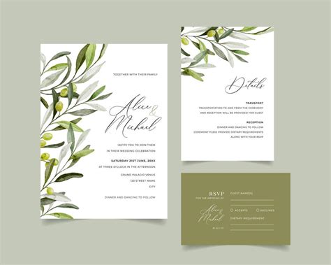 Olive Green Wedding Invitations 60 Photos