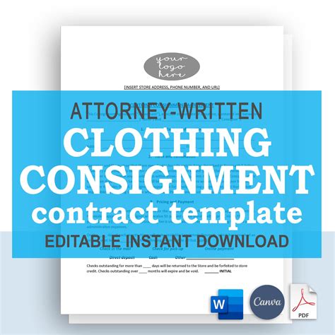 Consignment Shop Contract Template Attorney Written And Editable Legal