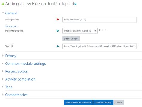 Moodle Lti 13 Adding Content Infobase Learning Cloud