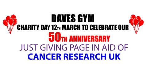 Henry Tomkinson On Linkedin Daves Gym Celebrating 50 Years Just Giving Page In Aid Of Cancer