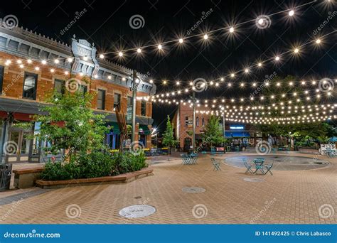 Old Town Fort Collins At Night Stock Image Image Of Fort Alpine