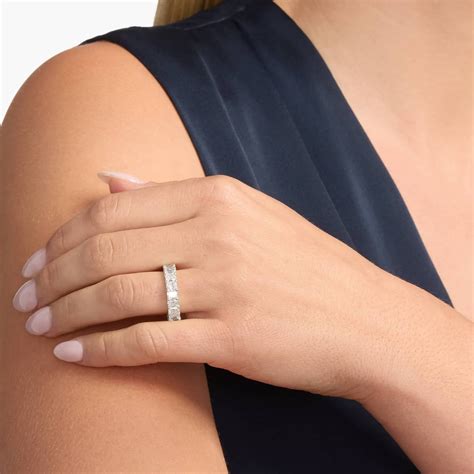 Radiant Cut Lab Grown Diamond Eternity Ring In 14k White Gold 5 Ct Tw