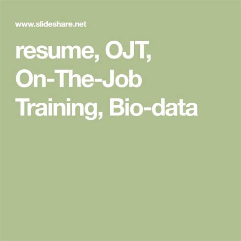 Resume Ojt On The Job Training Bio Data