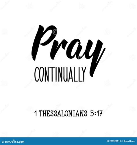 Pray Continually Bible Lettering Calligraphy Vector Ink Illustration