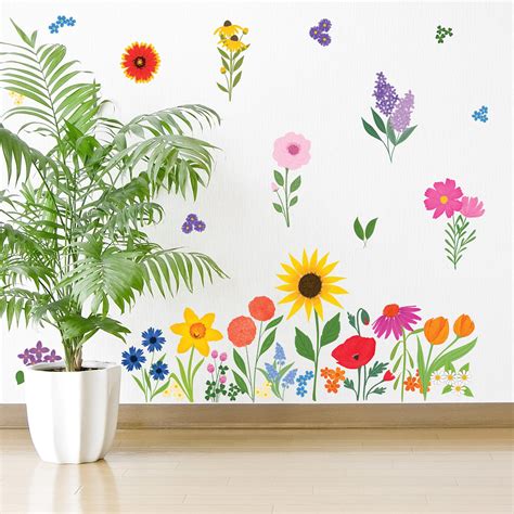 Wildflower Wall Decals Set Of 33 Vinyl Flower Room Decor Peel And