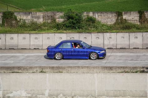 Modified Blue Mitsubishi Lancer Gti Cb5 Driving Fast On Trans Jawa