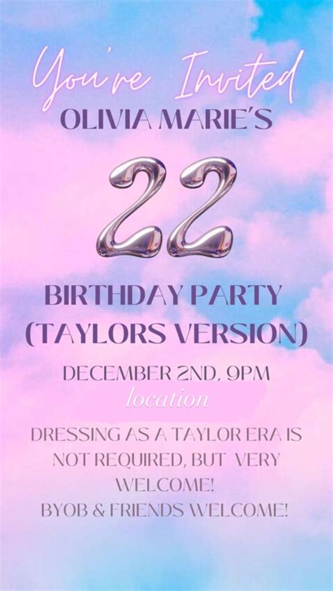 Taylor Swift Birthday Party Invitations Artofit