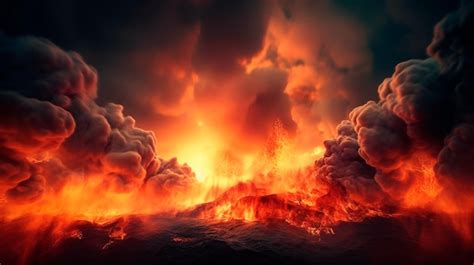 Premium Photo Abstract Background Featuring Fiery Red Sky With Flame