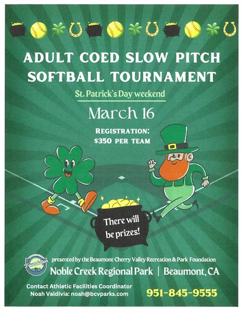 St Patricks Day Coed Slowpitch Tournament Beaumont Cherry Valley