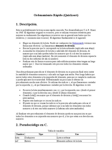 Ordenamiento Rápido Pdf Algoritmos Algoritmos Y Estructuras De Datos