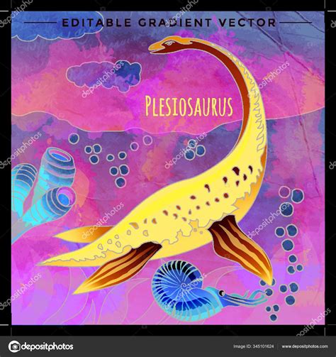 Plesiosaurus Bir Dinozorun Doğal Ortamında Vektör Çizimi ©yayimages 345101624e Ait Stok Vektör