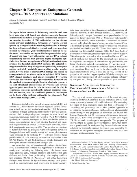 Pdf Chapter 4 Estrogens As Endogenous Genotoxic Agents Dna Adducts
