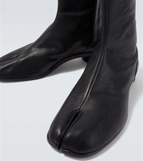 Tabi Leather Ankle Boots In Black Maison Margiela Mytheresa