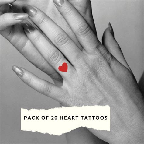 Pack Of 20 Heart Tattoos Finger Tattoo Anniversary Temporary