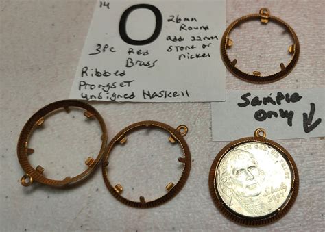 Lot 19 Vtg Coin Holder Bezel Brass Mountings Quarter Nickel Silver