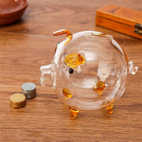 Heo con đựng tiền xu bằng thủy tinh trong suốt dễ thương cho trẻ em heo đất thủy tinh heo thủy