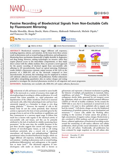 Pdf Passive Recording Of Bioelectrical Signals From Non Excitable