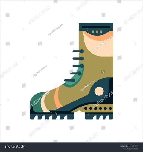 Army Boot Creative Stylish Combat Leather Stock Vector Royalty Free