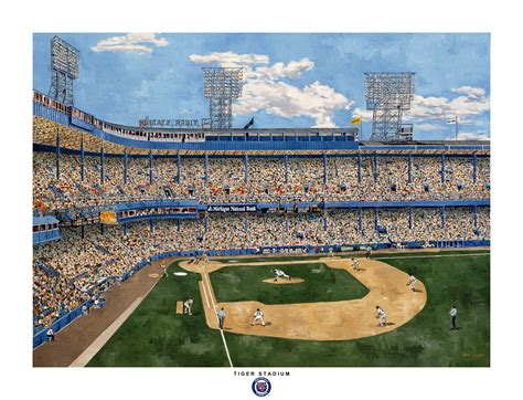 Tiger Stadium Art Print Detroit Baseball Legendary Stadium Detroit