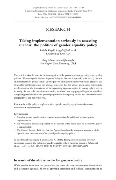Taking Implementation Seriously In Assessing Success The Politics Of